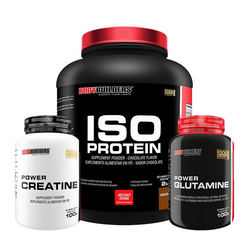 KIT Whey Protein Isolado Iso Protein 2kg + Power Creatina 100g + Power ...