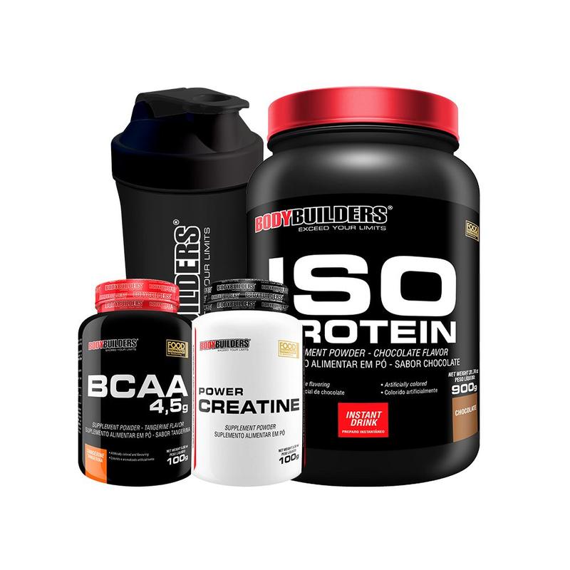 Kit Whey Protein Isolado Iso Protein Pote 900g + Power Creatina 100g ...