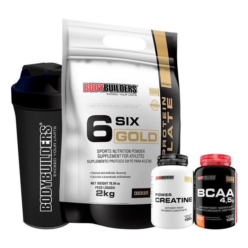 Kit Whey Protein Isolado Six Gold 2 Kg - Bodybuilders - Massa Muscular ...
