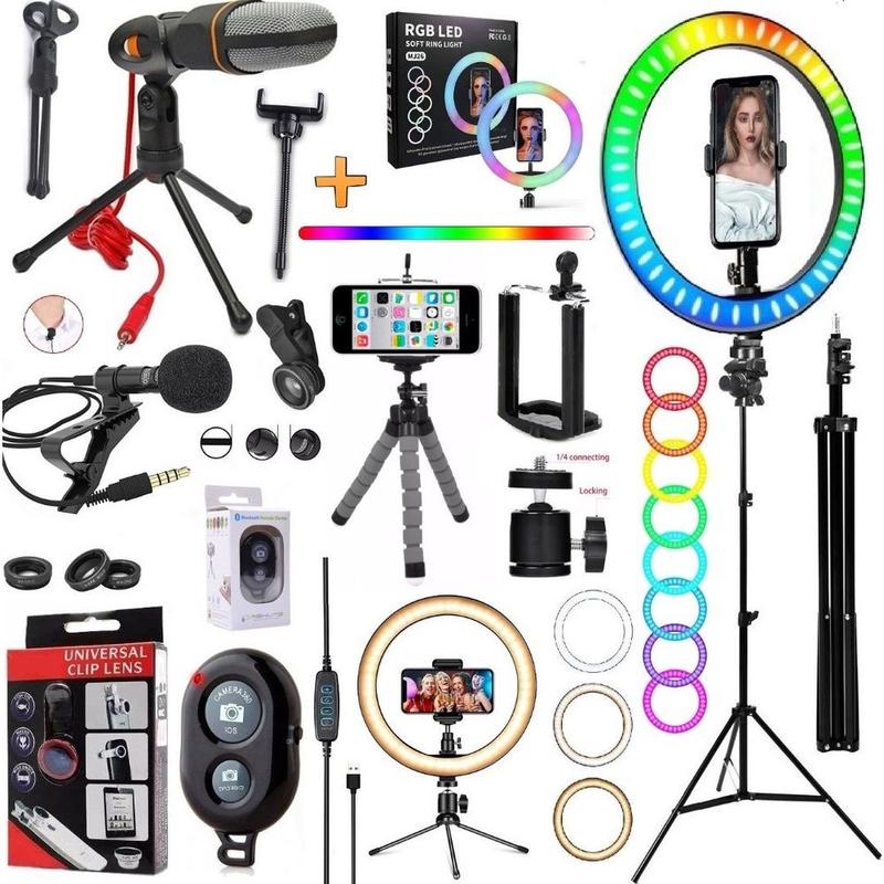 Kit Youtuber Microfone Mesa Profissional Lapela Tripé 2,10m Universal ...