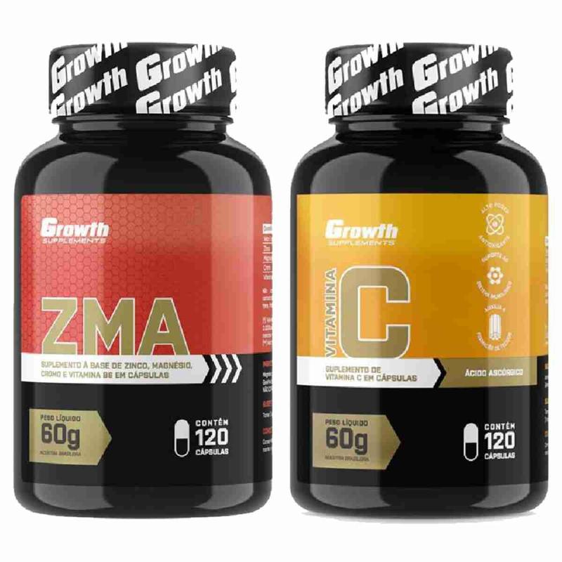 Kit Zma 120 Caps + Vitamina C 120 Caps Growth Supplements - ZMA ...
