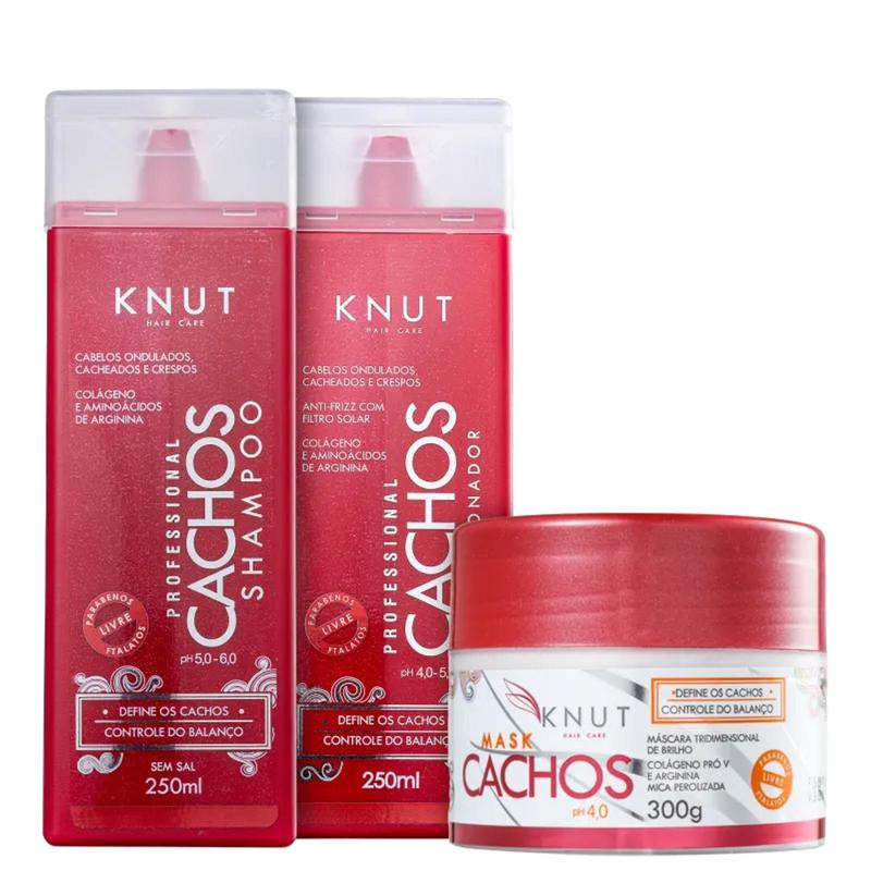 Knut Kit Cachos Shampoo Condicionador e Máscara - Kit de Tratamento ...