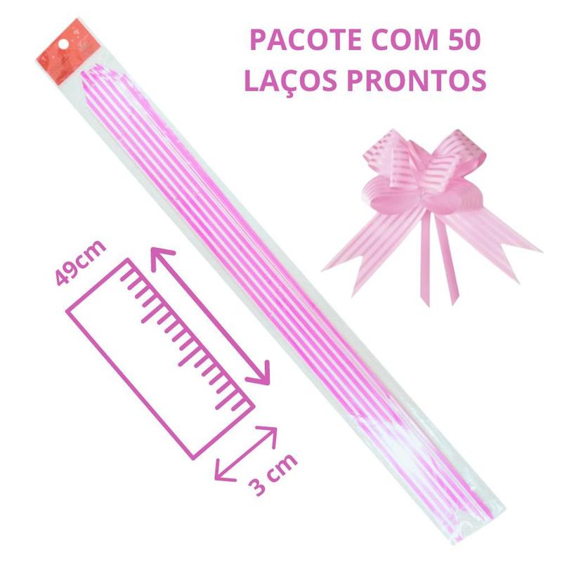 Laço Fácil listrado Rosa tamanho 48 cm - Escolha sua quantidade - Laços ...