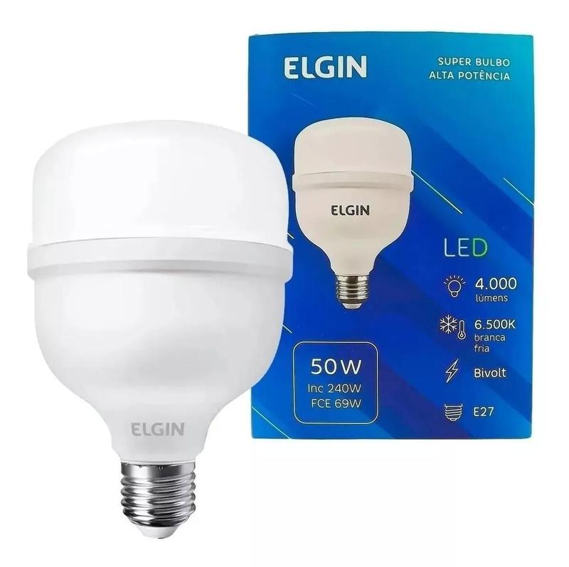 Lampada 50w Led Bulbo Branco Frio Alta Potência Bivolt - ELGIN - Lâmpada de LED - Magazine Luiza