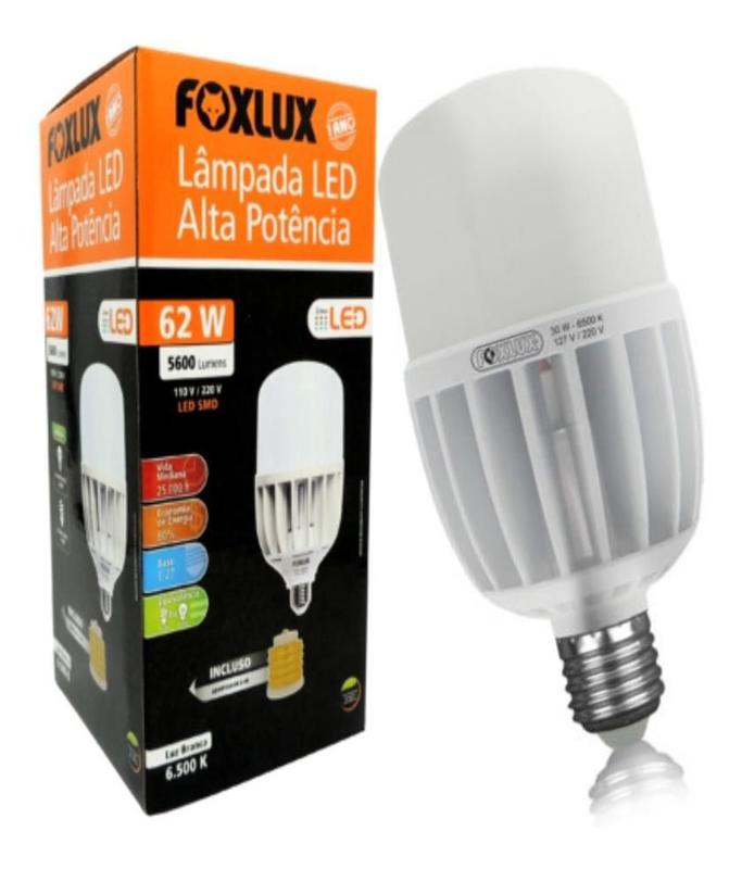 Lâmpada De Led Bulbo 62w Branco Frio (6500k) - 5600 Lumens - FOXLUX ...