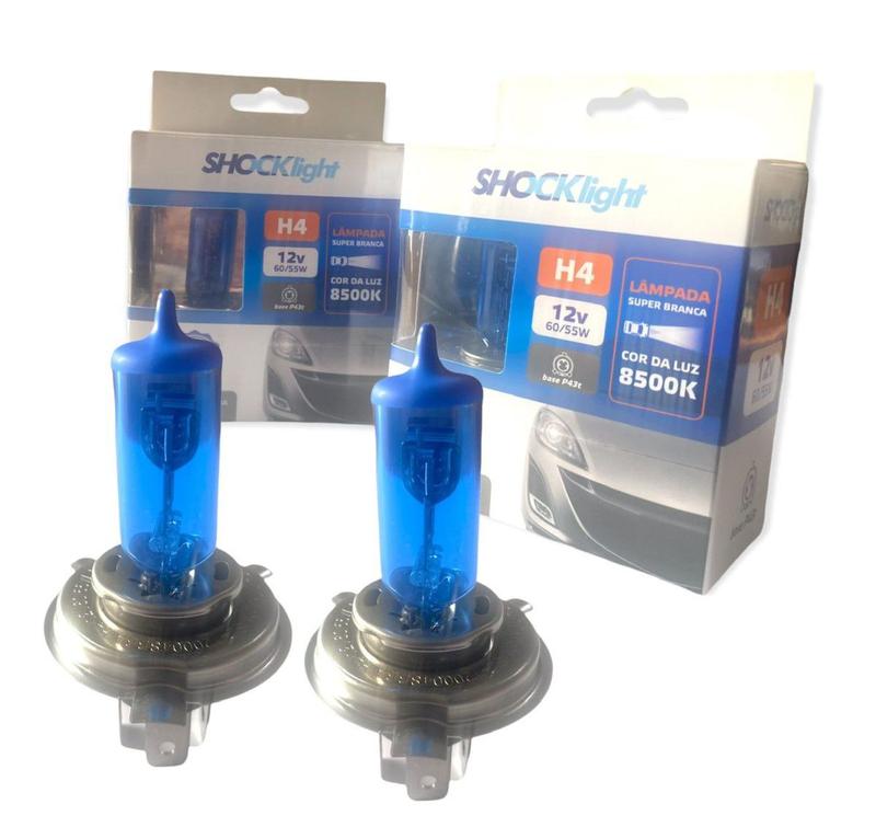 Lâmpada H4 Super Branca 8500K 55W Tipo Xenon - SHOCKLIGHT - Lâmpada ...