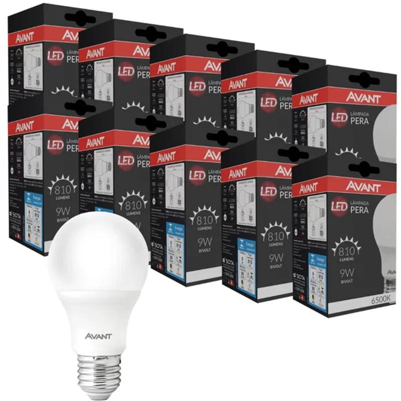 Lâmpada led avant kit 10 unidades bulbo 9w branca bivolt 6500K ...