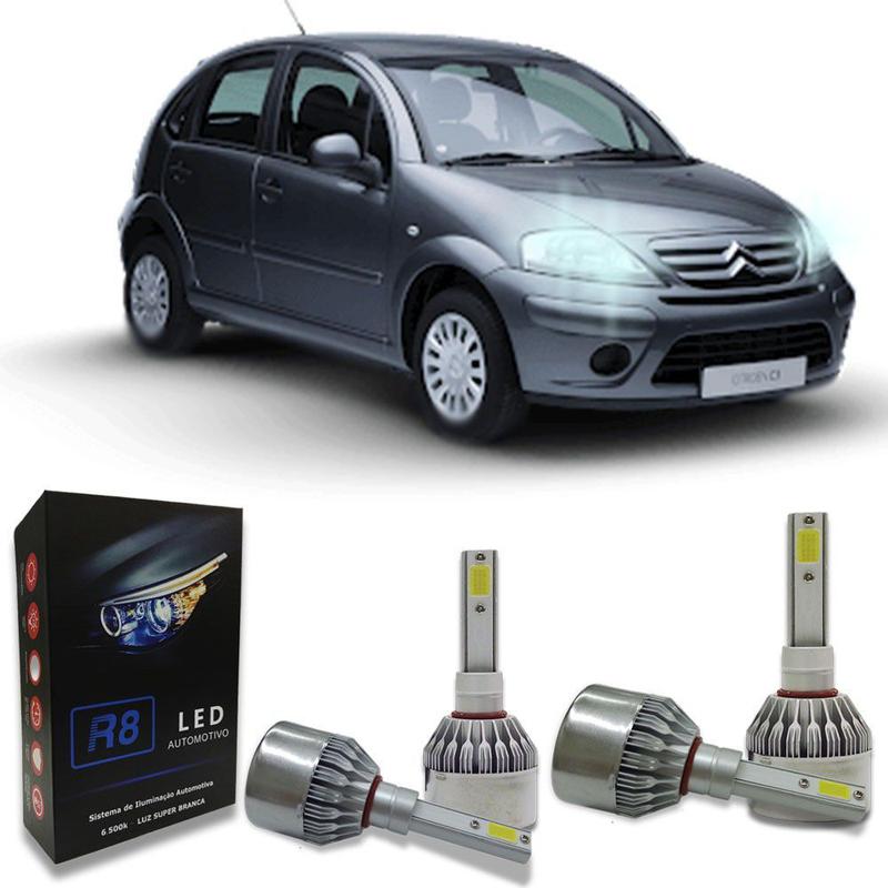 Lampada LED Citroen C3 2003 a 2008 Farol Baixo H1 e Alto H7 6500K 50W ...