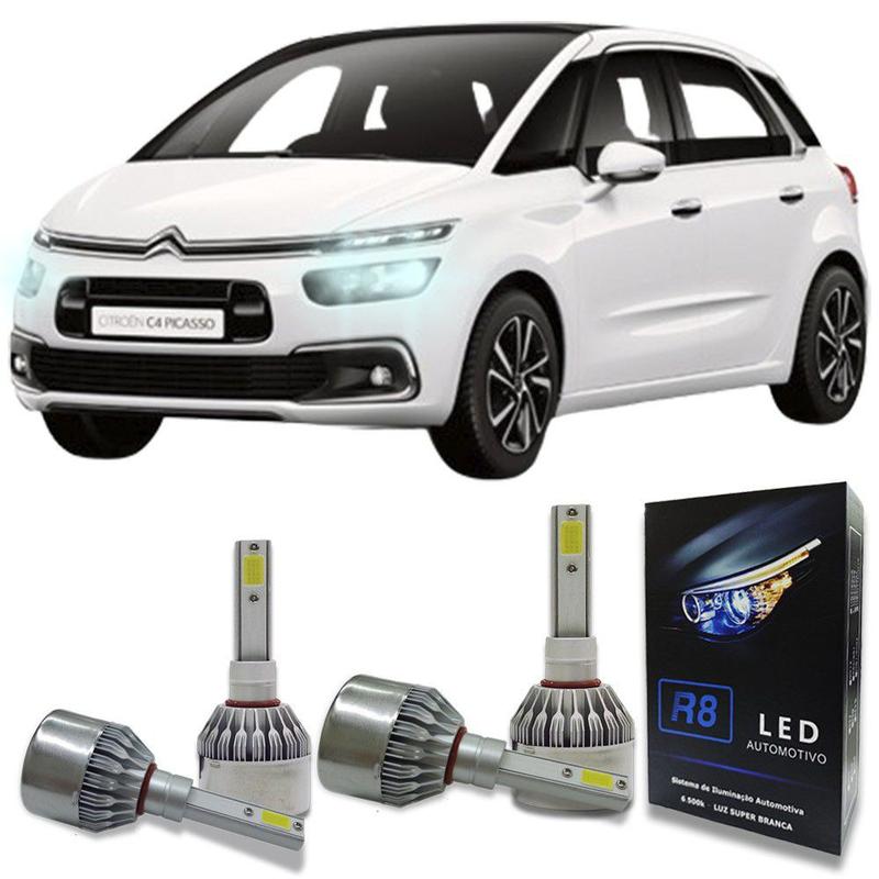 Lampada LED Citroen C4 Picasso 2016 a 2019 Farol Baixo H1 e Alto H7 ...