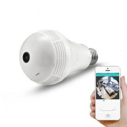 Lâmpada LED com Câmera de Segurança Panorâmica Wi-Fi HD 3W Luz Branco ...