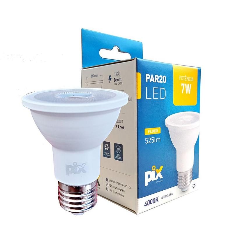Lâmpada Par20 Led E27 Bivolt 4000K Branco Neutro Pix Iluminação ...