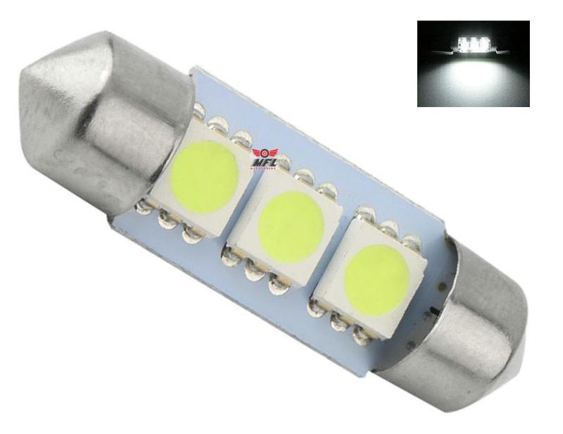 Lampada torpedo 3 led c5w 41 mm branco 12v - MFL - Lâmpada Automotiva ...