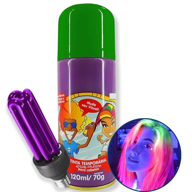 Lâmpada UV Luz Negra Com tinta Spray Cabelo Verde Neon - Luatek - Luz ...