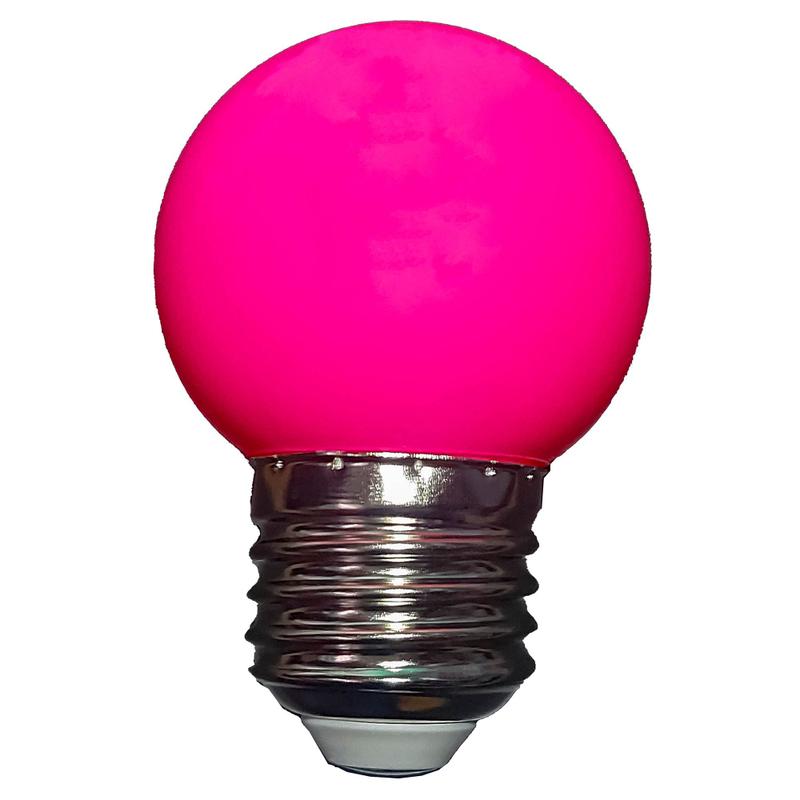 Lâmpadas Led Mini Bulbo Bolinha E27 1w Bivolt 110/220V Color Pink ...