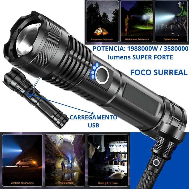 Lanterna super potente recarregavel usb profissional t9 led cinco modos ...