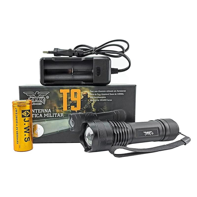Lanterna Tática Militar Led XML T9 Potente Farol Holofote Recarregavel JY-8875 - Aquamarine ...