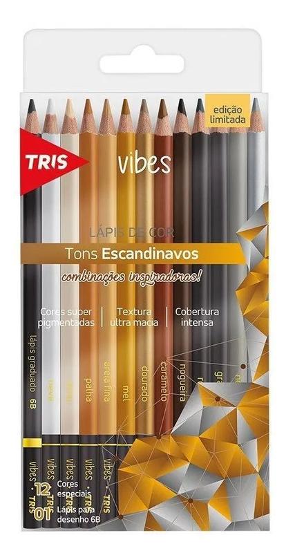 Lápis De Cor 12 Cores Tons Escandinavos Tris Vibes Mega Soft - Material ...