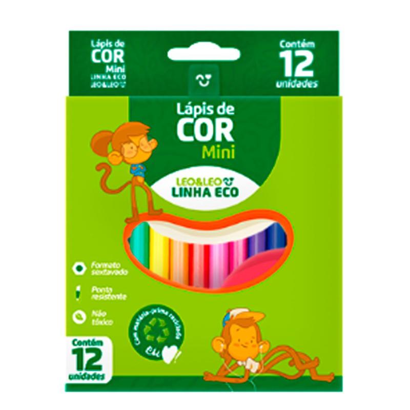 Lapis de cor mini sextavado eco 12 cores kit com 12 caixas - leonora ...