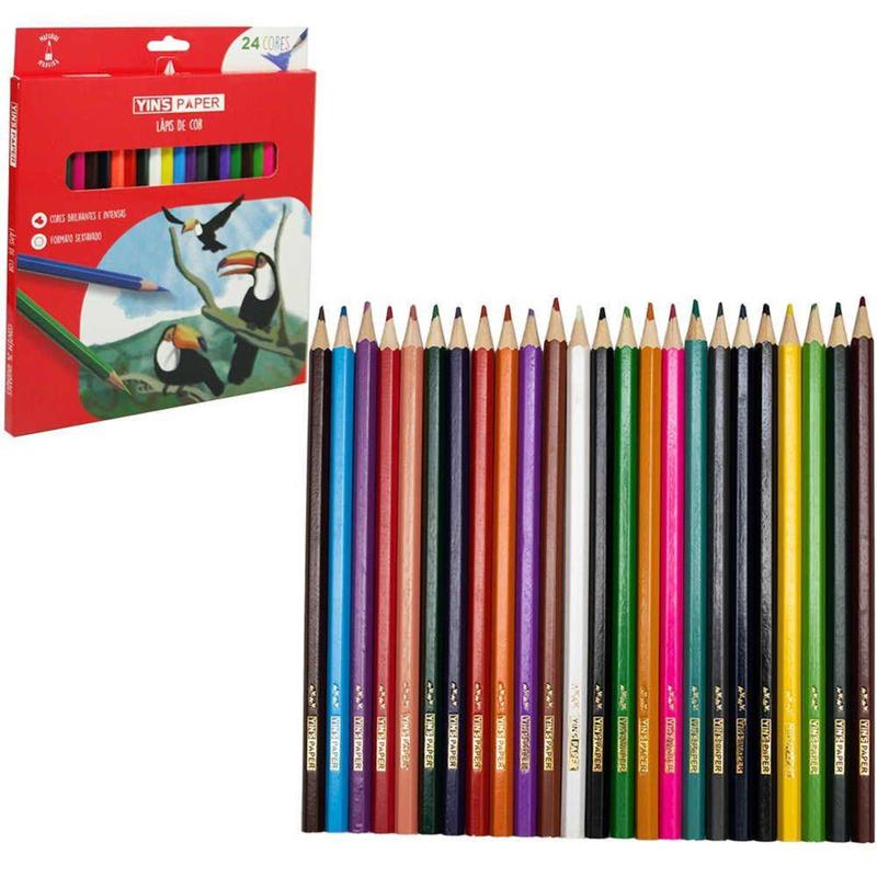 Lápis De Cor Sextavado Caixa Com 24 Cores Yins Paper YP7817 - Lápis de ...