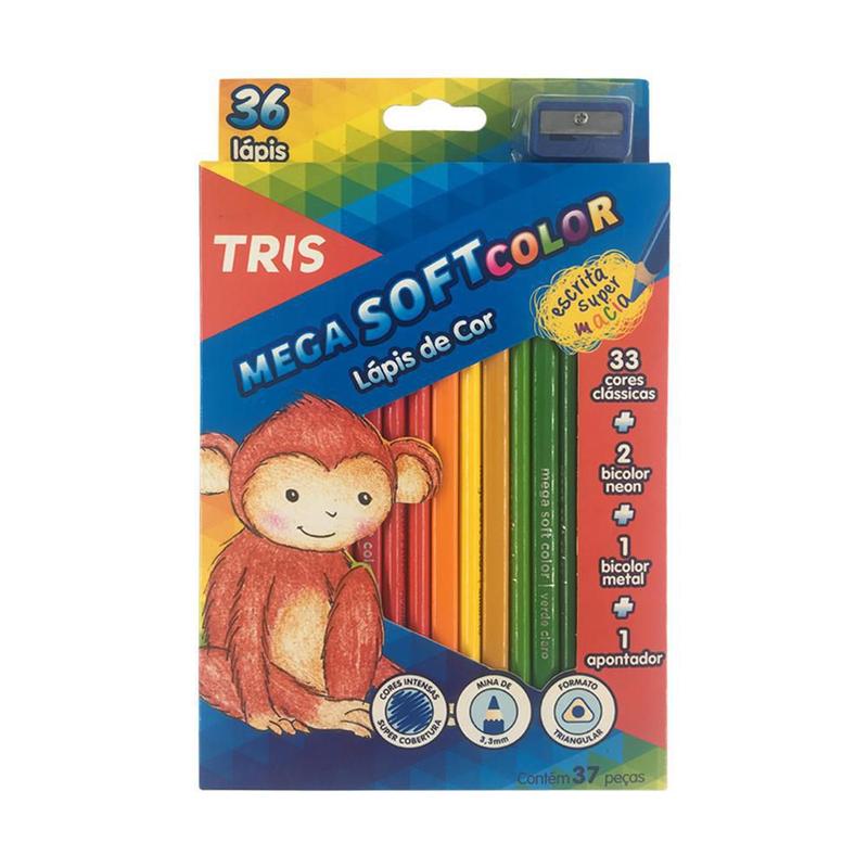 Lápis De Cor Tris Mega Soft Color Triangular 36 Cores - Material ...