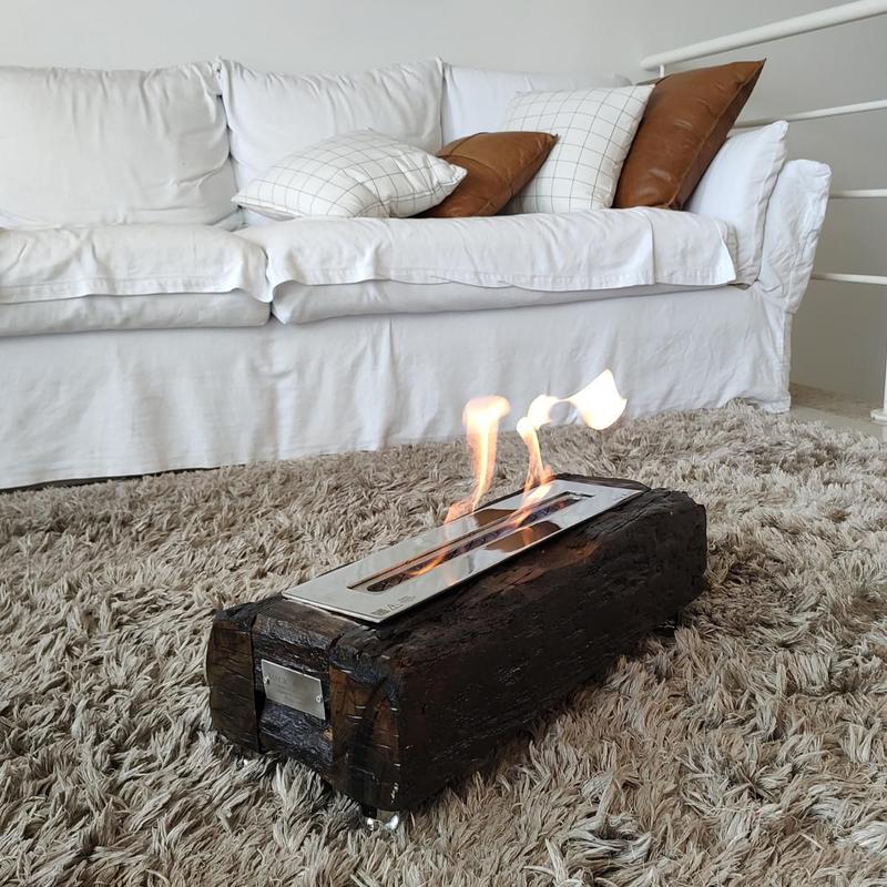 Lareira Ecológica Rústica Dormente Portátil Completa Com Rodinhas - Lux ...