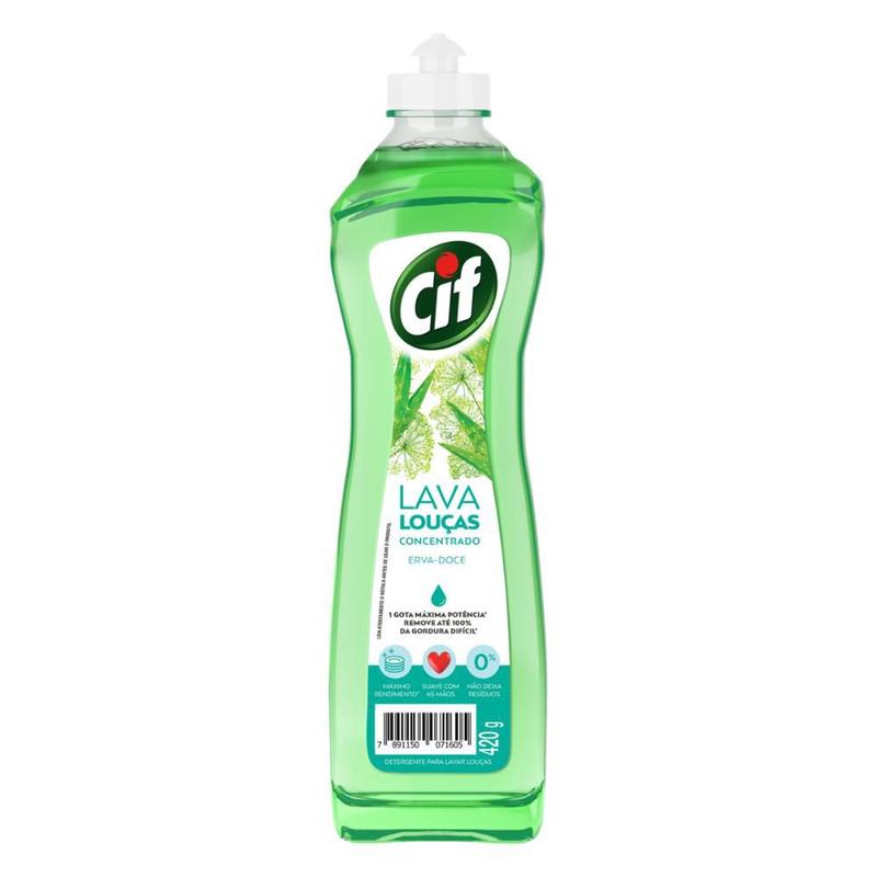 Lava-Louças Líquido Concentrado Erva-Doce Cif Squeeze 420ml - UNILEVER ...
