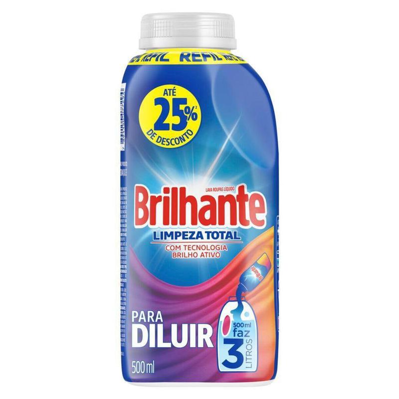 Lava roupa líquido brilhante concentrado 500 ml (kit c/2) - Sabão ...
