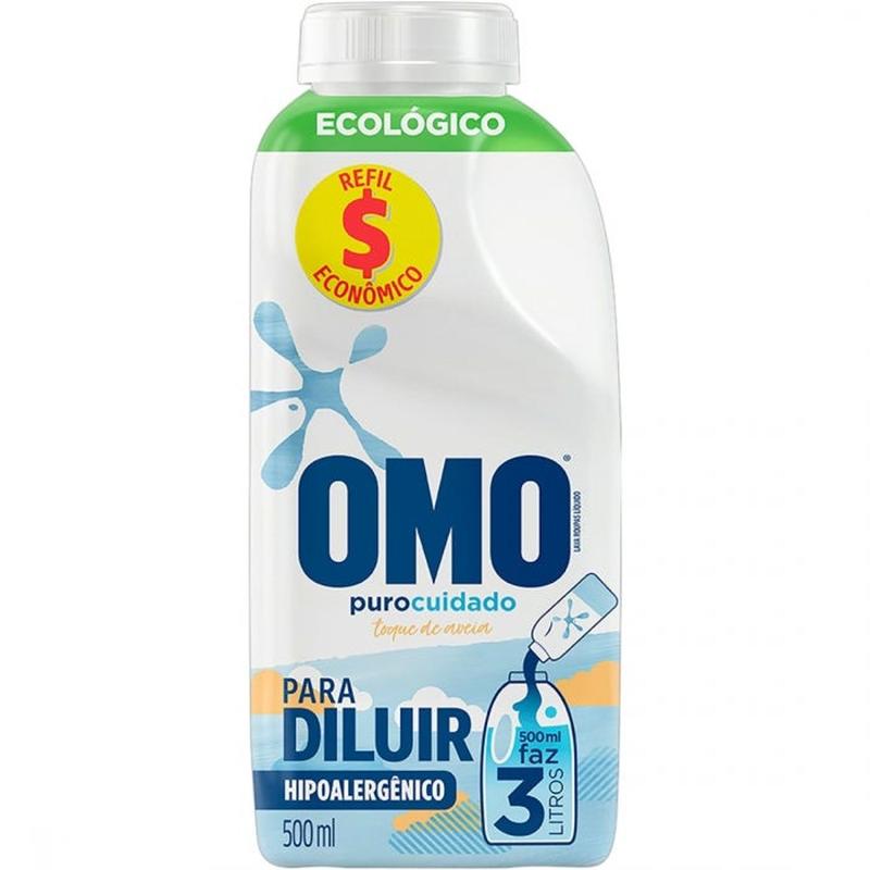 Lava roupa líquido omo puro cuidado 500ml (kit c/2) - Sabão Líquido ...