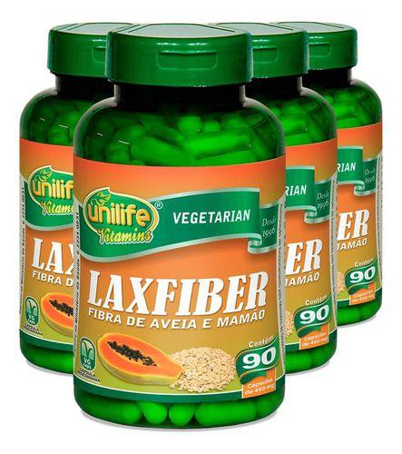 Laxfiber Prisão De Ventre 450mg 4 X 90 Cápsulas - Unilife - Fibras ...