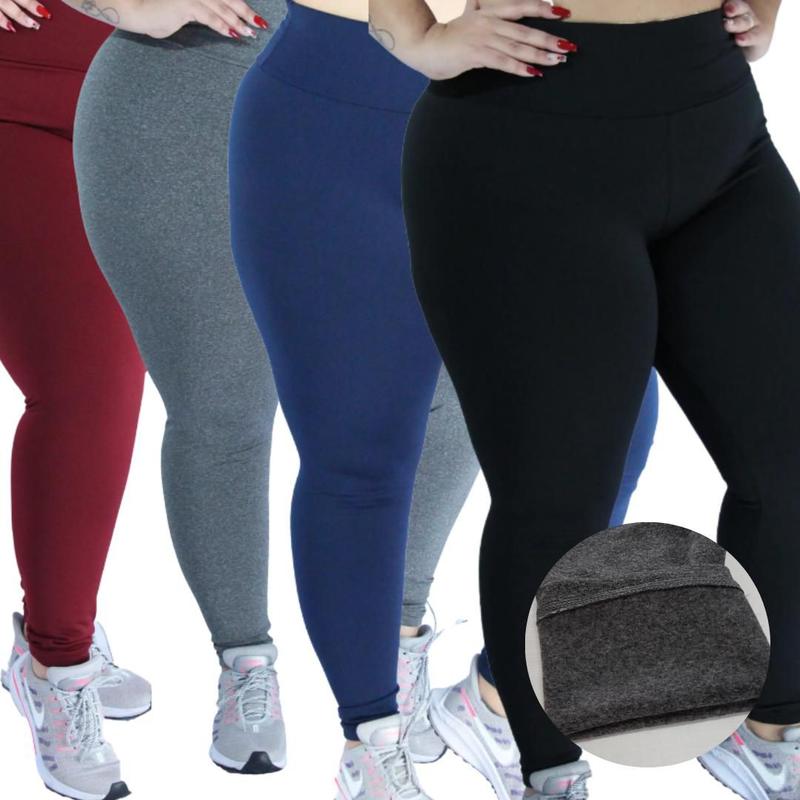 Legging Plus Size Peluciada Calça Suplex Peluciada Por Dentro Costura ...