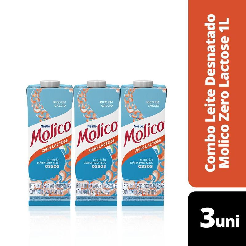 Leite desnatado zero lactose molico 1l 3 unidades - PIRACANJUBA - Leite ...
