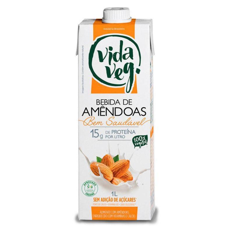 Leite vegetal de amêndoas 1l - Vida Veg - Bebida de Castanha - Magazine ...