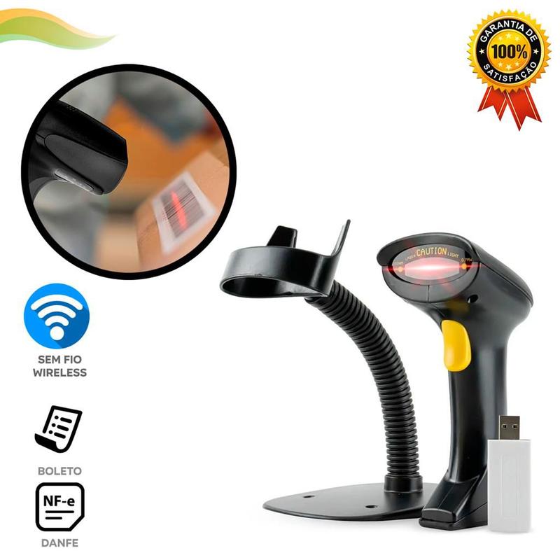 Leitor De Codigo De Barras Sem Fio Boletos Nfe Bar Code Scanner Conexão ...