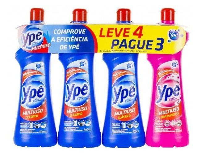 Limpador Multiuso 2 Em 1 Ypê 500ml Pack 4 Unidades - Ype - Limpador ...