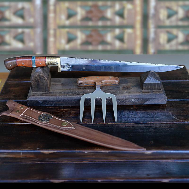 Língua de Chimango 11' polegadas inox + Garfo em INOX - Artesanal ...