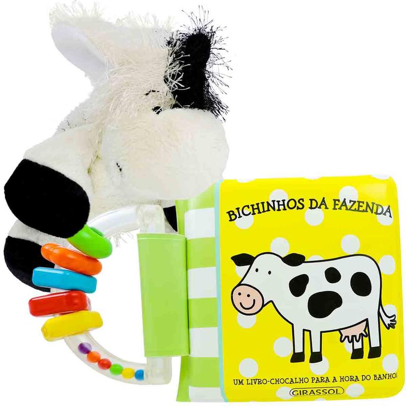Livro de Banho com Chocalho Bichinhos + Vaca de Pelúcia - Yellow ...