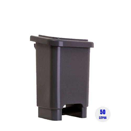 Lixeira com Pedal Preta Retangular de 50 Litros Lar Plasticos - Lixeira ...