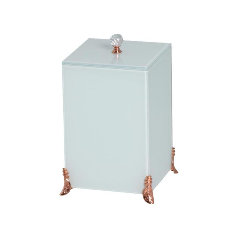 Lixeira De Pia Vidro Branco Acabamanento Em Rose 3L Bancada - CR Vidros ...