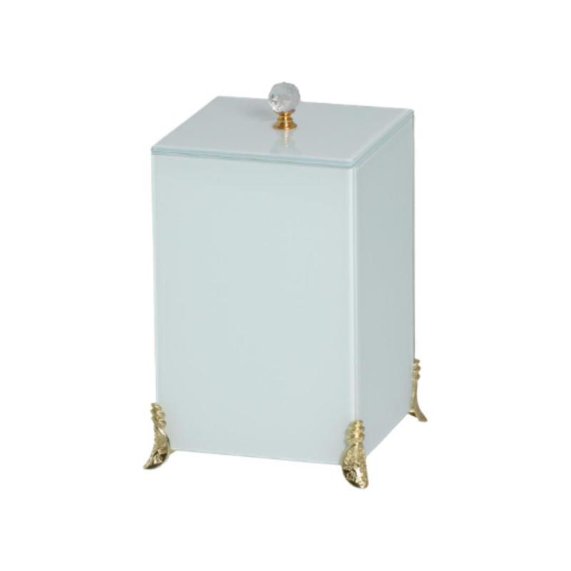 Lixeira De Pia Vidro Branco Acabamento Em Dourado 3L Bancada - CR ...