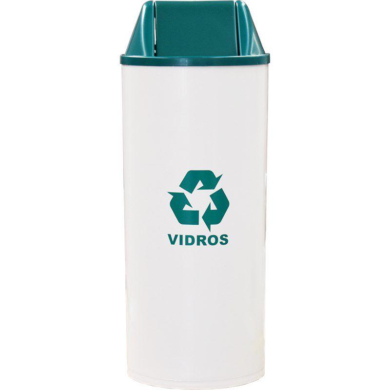 Lixeira plastica 22 litros tampa basculante e adesivo coleta de vidro ...