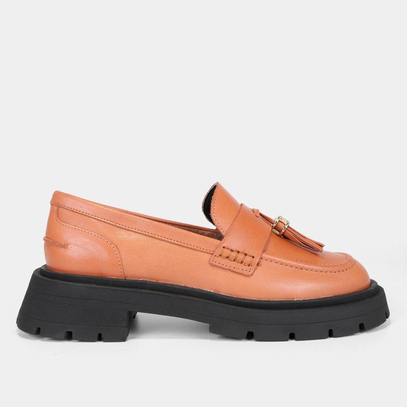 Loafer Couro Santa Lolla Barbicacho Tratorado Feminino - Loafer ...