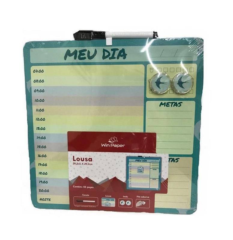 Lousa Quadro Magnético Meu Dia 29,2 cm c/ caneta Borracha Imã e Adesivo ...