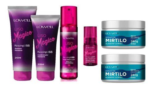 Lowell Kit Liso Mágico Fluido, Óleo + 2 Máscaras Tratamento - Kit de ...