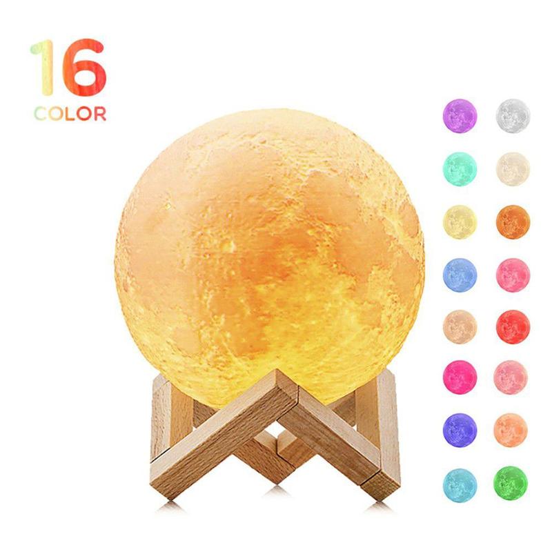 Luminaria 3D Touch Lua Cheia Abajur LED Decoracao USB RGB Recarregavel ...