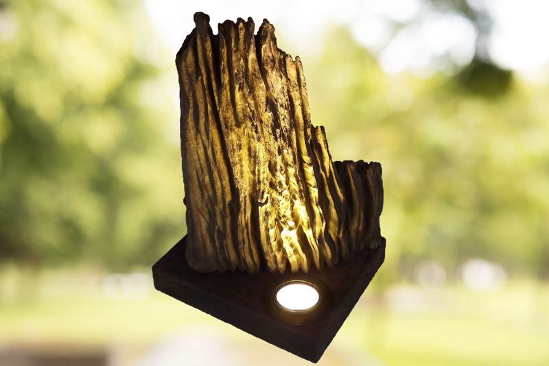 Luminária Abajur Rústico De Mesa Madeira De Demolição Led M5 - Rústica ...