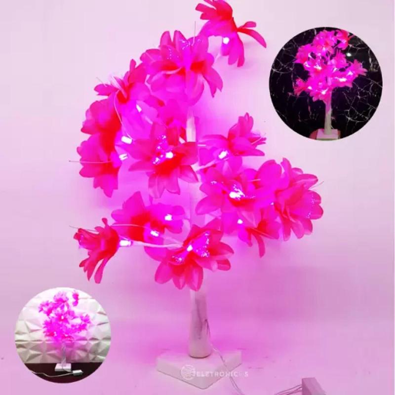 Luminária Arvore Flor De Rosa LED Noturna Para Decoração Casa Natal ...