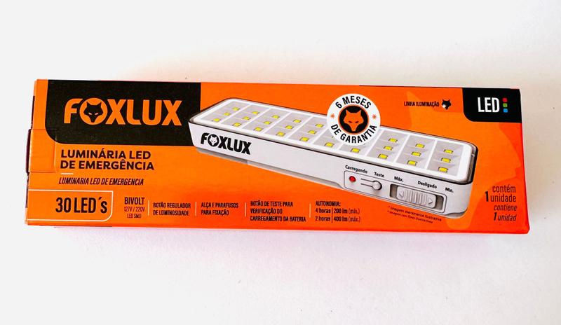 Luminária de Emergência 30leds - FoxLux - Luminária de Emergência ...