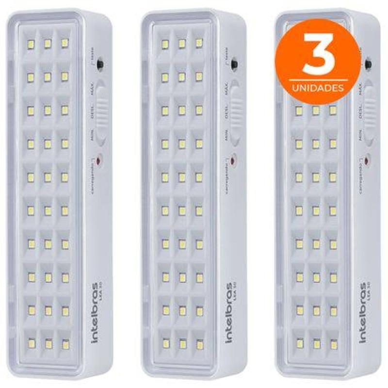 Luminaria De Emergencia Recarregavel Intelbras Kit Com 3 Unidades Lea ...