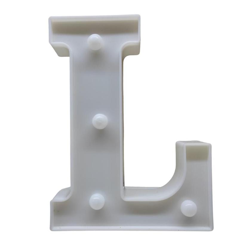 Luminária de Led Decorativa Letra L 16x12cm Branca 3D Luz amarela a ...