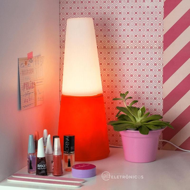 Luminária Esmalte Vermelho Para Iluminar Decorar Com Lâmpada LED Cor Branca E692 - DECORPDE ...